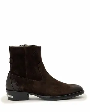 ALLSAINTS Basel Suede Zip Boots - Dark Brown