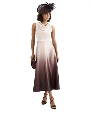 PHASE EIGHT Petites Cheryl Cowl Neck Ombre Midi Dress