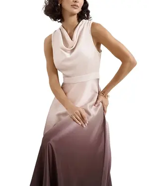 PHASE EIGHT Petites Cheryl Cowl Neck Ombre Midi Dress