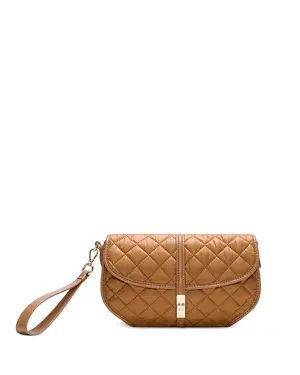 Mz Wallace Small Astor Convertible Quilted Clutch - Cognac