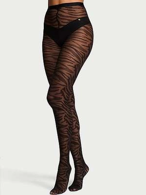 Victoria's Secret Sheer Tiger Tights - Black