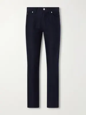 Brioni Straight-leg Cotton-moleskin Trousers - Blue