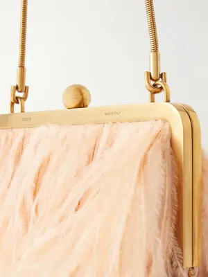 Khaite Lilith Feather-trimmed Satin Shoulder Bag - Pink
