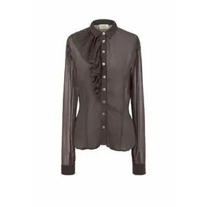 PAR Y ESCALA Giulia Ruffle Chiffon Shirt