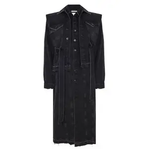 IN.K II Double Layered Knee-length Denim Jacket - Black
