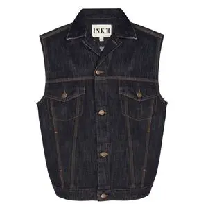 IN.K II Classic Sleeveless Denim Jacket - Blue