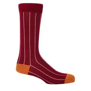 PEPER HAROW - MADE IN ENGLAND Crimson Pin Stripe Socks - Red