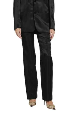 Gucci Pinstripe Wool Silk Trousers - Black
