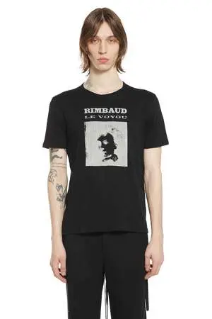 ANN DEMEULEMEESTER Baptist Standard Fit T-shirt With Le Voyou Print - Black