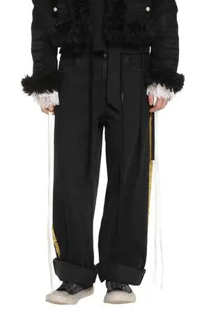ANN DEMEULEMEESTER Hanno 5 Pockets Straight Leg Loose Trousers - Black