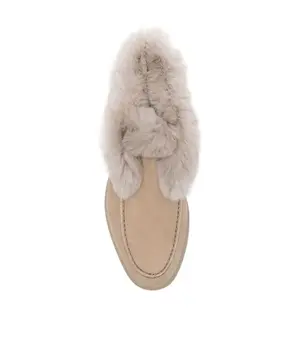 Santoni Shearling-trim Leather Loafers - Beige