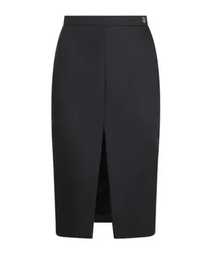 Elisabetta Franchi Front-slit Midi Skirt - Black