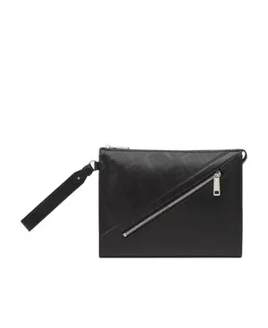 Fendi Shadow Diagonal Zipped Clutch Bag - Black