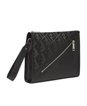 Fendi Shadow Diagonal Zipped Clutch Bag