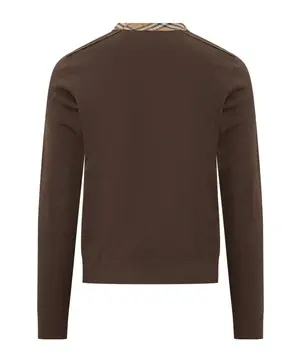 Burberry Check-trim Long Sleeve T-shirt - Brown