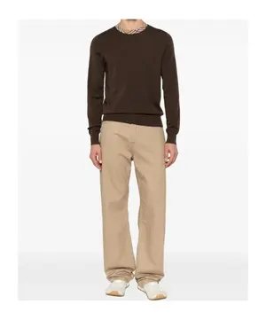 Burberry Check-trim Long Sleeve T-shirt - Brown