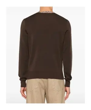 Burberry Check-trim Long Sleeve T-shirt - Brown