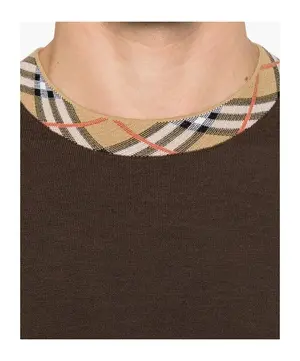Burberry Check-trim Long Sleeve T-shirt - Brown
