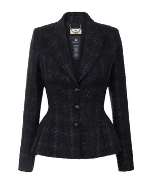 Elisabetta Franchi Long-sleeve Tweed Blazer - Black