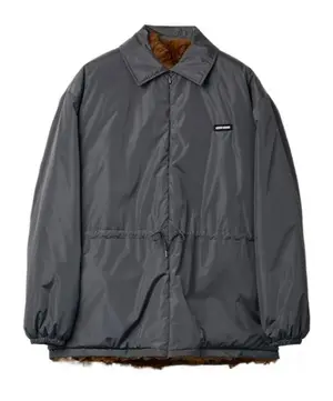 Miu Miu Technical Fabric And Shearling Blouson Jacket - Hematite