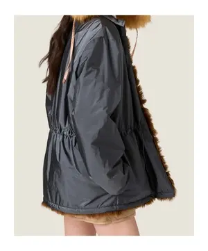 Miu Miu Technical Fabric And Shearling Blouson Jacket