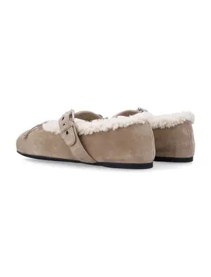 Miu Miu Suede Shearling Ballerinas