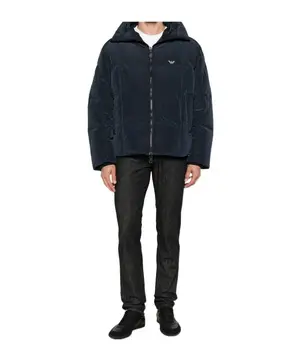 Emporio Armani Logo-plaque Hooded Jacket - Navy Blue
