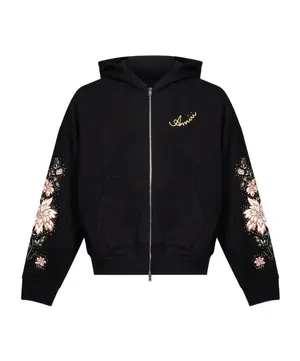 Amiri Floral-embroidered Zipped Long Sleeved Hoodie