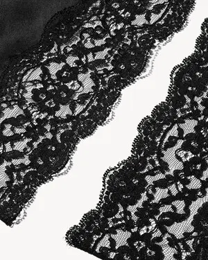 Saint Laurent Split Slip Skirt In Double-face Silk Satin And Lace