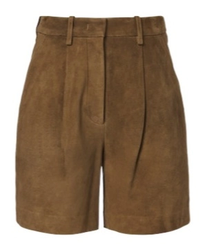 JOSEPH Suze Pleated Suede Shorts