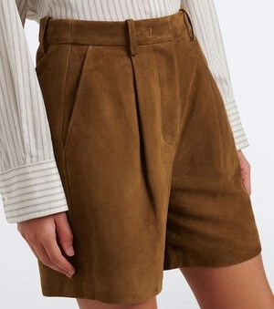 JOSEPH Suze Pleated Suede Shorts