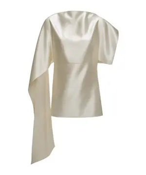 Magda Butrym Asymmetric Draped-sleeve Blouse - Ivory