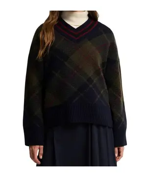 Barbour V-neck Striped Knit Sweater