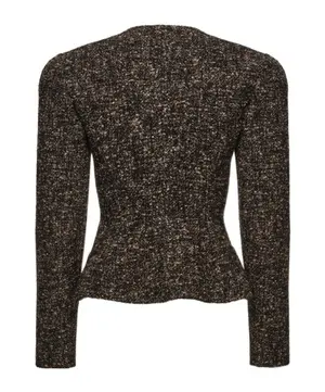 Magda Butrym Fitted Boucle Peplum Blazer - Brown