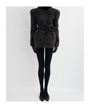 Magda Butrym Fitted Boucle Peplum Blazer - Brown