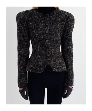 Magda Butrym Fitted Boucle Peplum Blazer - Brown
