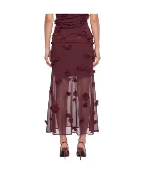 Simkhai Cora Floral Detailed Skirt - Wine Red