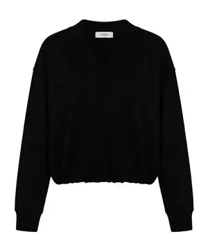 Sportmax Solid-color V-neck Long-sleeve Sweatshirt - Black