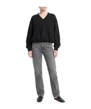 Sportmax Solid-color V-neck Long-sleeve Sweatshirt - Black