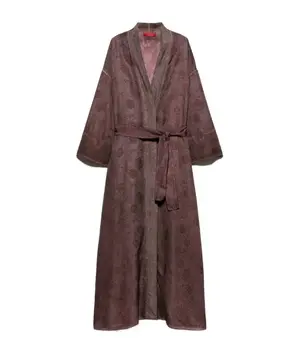 Max & Co. Floral-jacquard Duster Coat - Chocolate