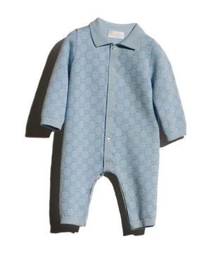 Gucci GG Monogram Knitted Sleepsuit Light Blue