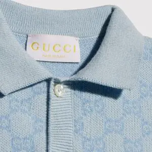 Gucci Gg Monogram Knitted Sleepsuit - Light Blue