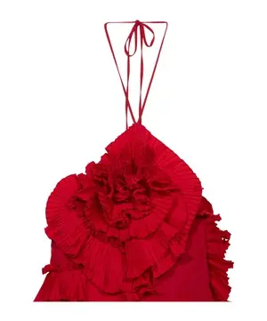 Blumarine Taffeta Dress With 3d Roses