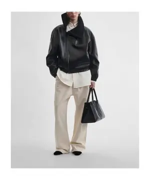 Phoebe Philo Ribbed-collar Leather Jacket