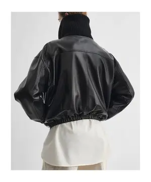 Phoebe Philo Ribbed-collar Leather Jacket