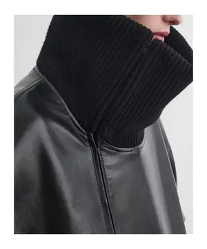 Phoebe Philo Ribbed-collar Leather Jacket