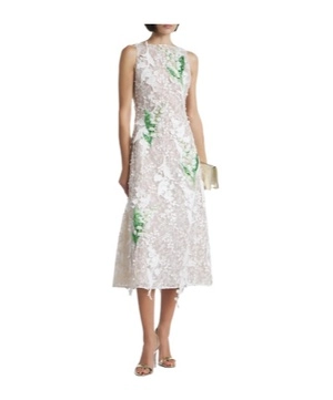 LEO Cleo Beaded Floral-appliqué Lace Dress