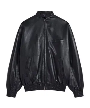 Phoebe Philo Aviator Leather Jacket - Ink Black