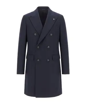 Peserico Long-sleeved Double-breasted Coat - Black