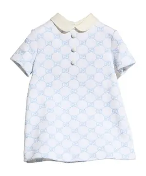 Gucci Baby Embroidered Cotton Jersey Dress - Ivory/light Blue